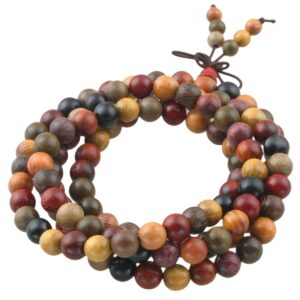 nupuyai natural wood wrap bracelet for women and men, 108 prayer mala beads tibetan necklace for unisex elastic meditation yoga jewelry