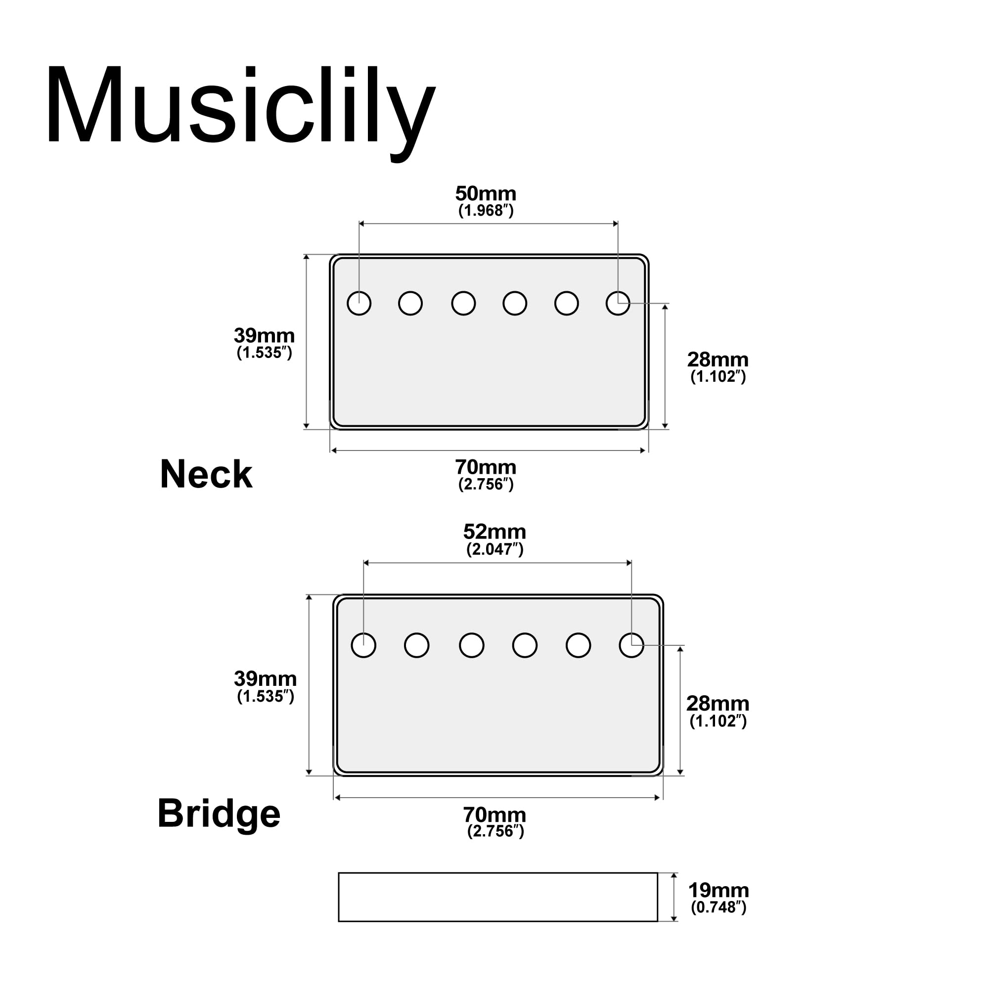 Musiclily 50mm/52mm Guitar Humbucker Pickup Covers Neck Bridge Humbucker Pickup Covers Set for Epiphone Les Paul Electric Guitar, Chrome (Set of 2)