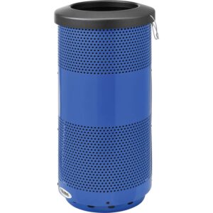 global industrial 20 gallon perforated steel receptacle with flat lid, blue