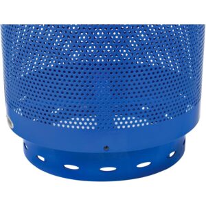 Global Industrial 55 Gallon Perforated Steel Receptacle with Flat Lid, Blue