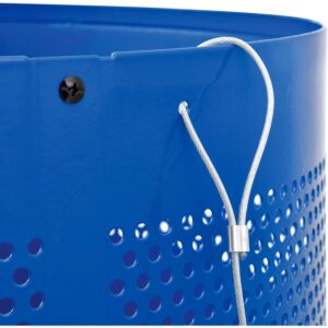 Global Industrial 55 Gallon Perforated Steel Receptacle with Flat Lid, Blue