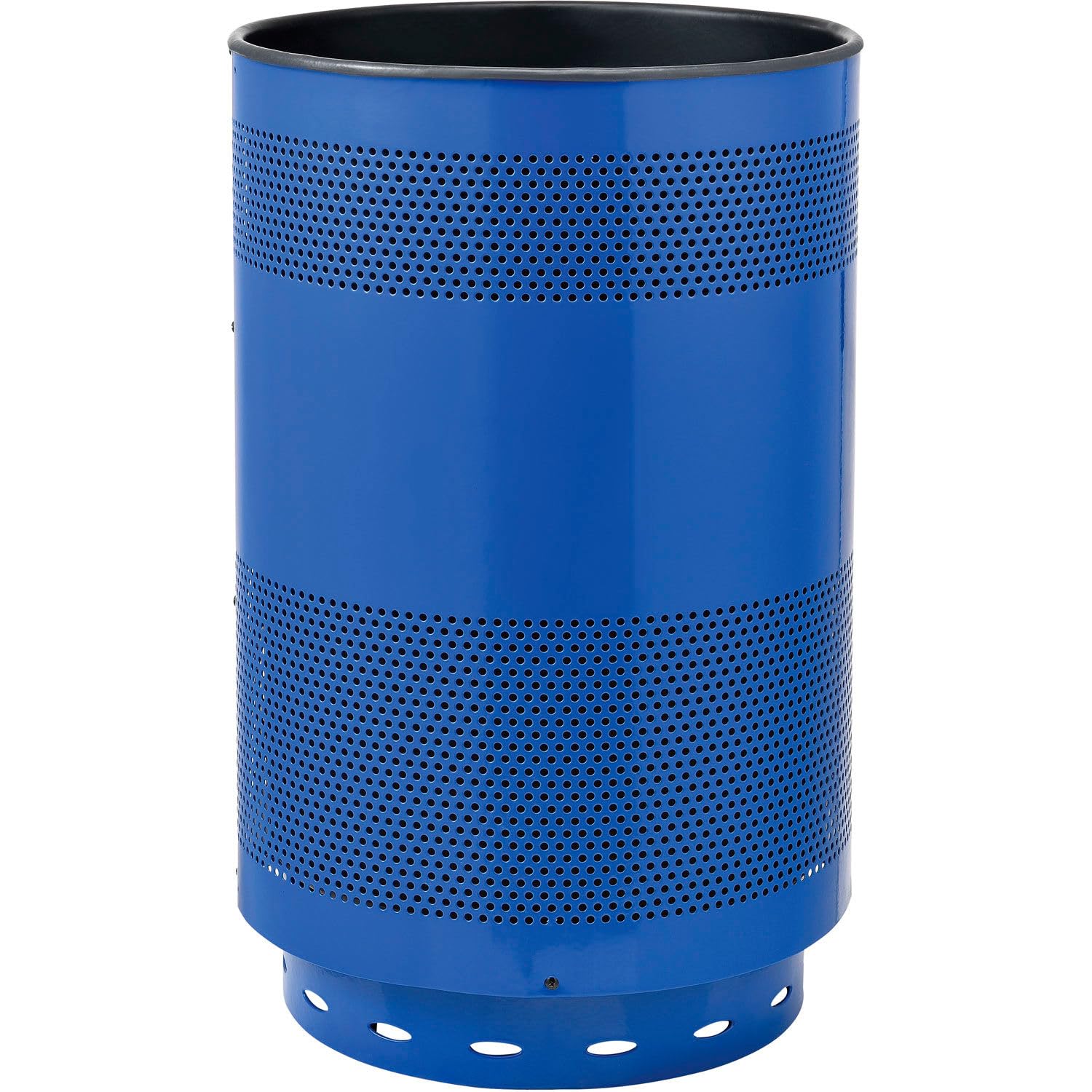 Global Industrial 55 Gallon Perforated Steel Receptacle with Flat Lid, Blue