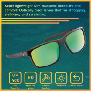 Flying Fisherman Lifestyle Design Polarized Square Rip Current Brown Amber-Green Mirror, One Size