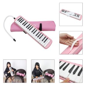 32 Key Melodica Instrument with Mouthpiece Air Piano Keyboard (Pink)