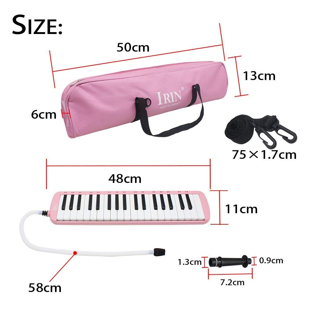 32 Key Melodica Instrument with Mouthpiece Air Piano Keyboard (Pink)