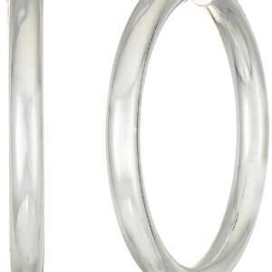 NINE WEST Women's Silver Round Tube Hoop Earrings