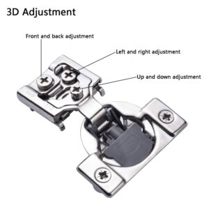 Luokim 4 Pack 1/2 inch Overlay Soft Closing Face Frame Cabinet Hinges for Kitchen Cabinet Hinges Stainless Steel Concealed Hinge Self Closing