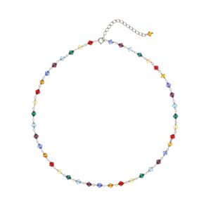 ltc designs austrian crystal multi color beaded choker necklace, 14" + 3" extender for men,women,and teens