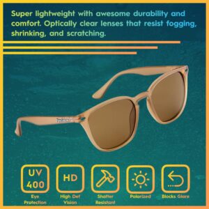 Flying Fisherman Muriel Polarized Sunglasses for Men and Women. Crystal Sand Frames and Amber Lens with AcuTint™ UV Blocker for Fishing and Outdoor Sports (Size Medium)