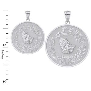 Fine 925 Sterling Silver Bible Verse Serenity and Lord's Prayer Medal Pendant (1.15")