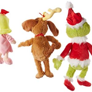 Aurora World Dr. Seuss Cindy Lou Who 12", Grinch Santa 19", & His Dog Max 18" Christmas Special Set of 3 Plush Toys, Multicolor