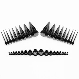 TBOSEN 36 PCS Back Ear Tapers Stretching Kit Stainless Steel Gauges Plugs Tools Set Eyelet 14g-00g