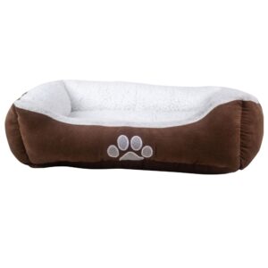 long rich rectangle bolster pet bed, dog bed medium size, chocolate color