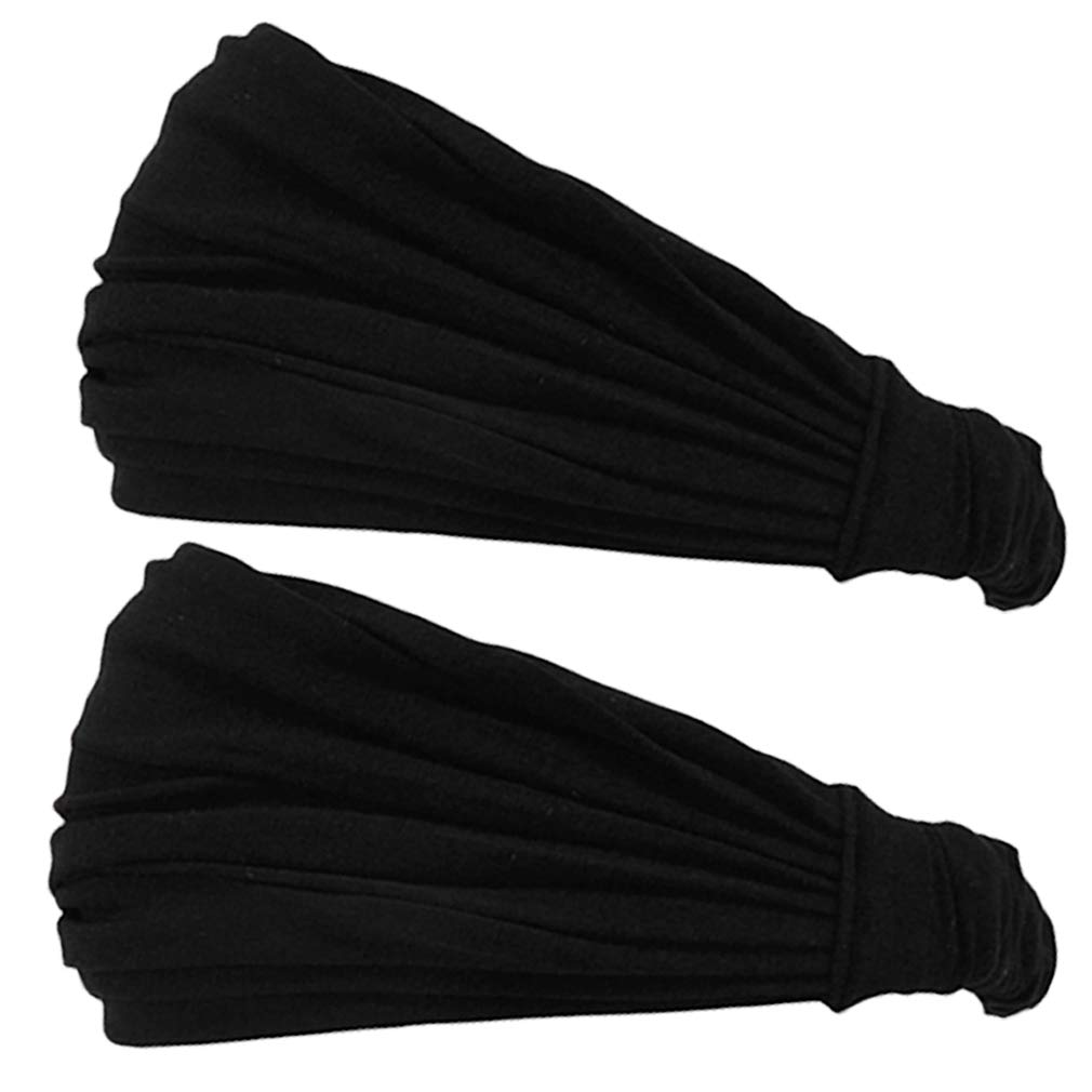 Black 2-Pack Japanese Bandana Headbands for Men and Women – Comfortable Head Bands with Elastic Secure Snug Fit Ideal Runners Fitness Sports Football Tennis Stylish Lightweight M