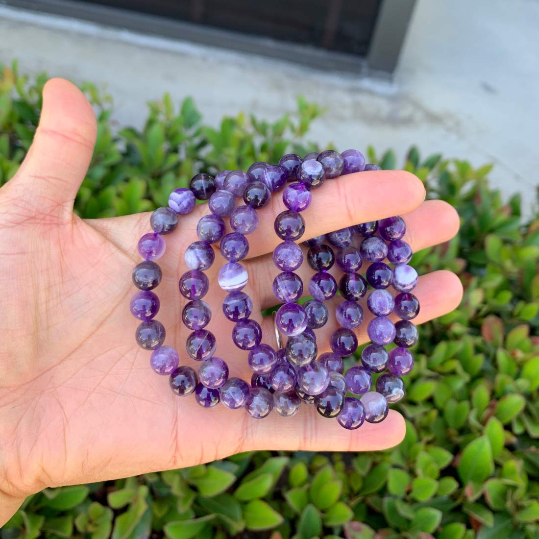 Adabele Real Natural Purple Amethyst Bracelet 7.5 inch Stretch Gemstone Beaded Bracelet Chakra Healing Crystal Stone Jewelry Women Men Mom Gift (Unisex) GB8-B16