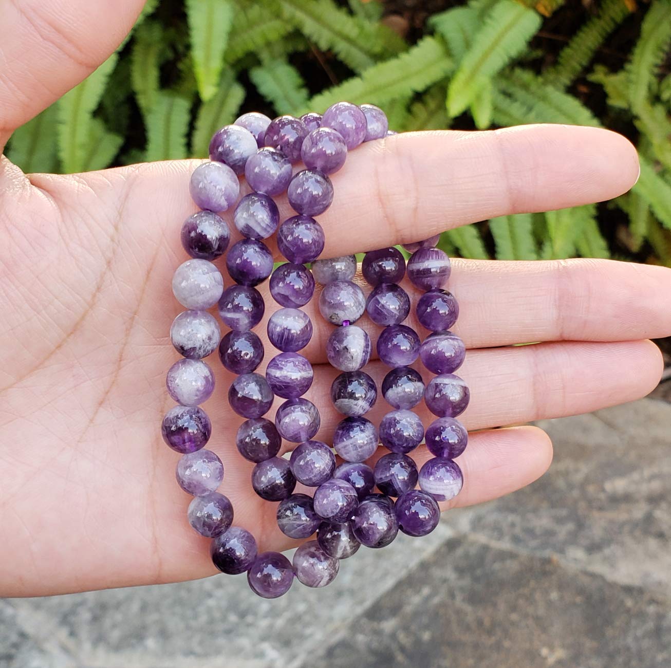 Adabele Real Natural Purple Amethyst Bracelet 7.5 inch Stretch Gemstone Beaded Bracelet Chakra Healing Crystal Stone Jewelry Women Men Mom Gift (Unisex) GB8-B16