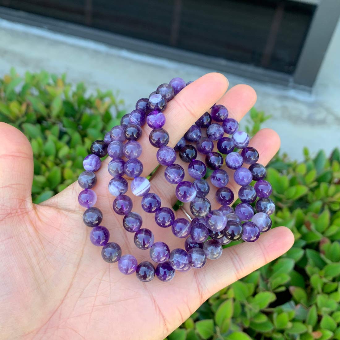 Adabele Real Natural Purple Amethyst Bracelet 7.5 inch Stretch Gemstone Beaded Bracelet Chakra Healing Crystal Stone Jewelry Women Men Mom Gift (Unisex) GB8-B16