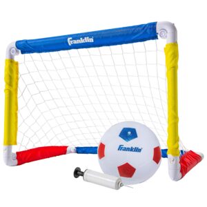 franklin sports kids mini soccer goal sets - backyard + indoor mini net and ball set with pump - portable folding youth soccer goal sets for kids + toddlers - 24" x 16"