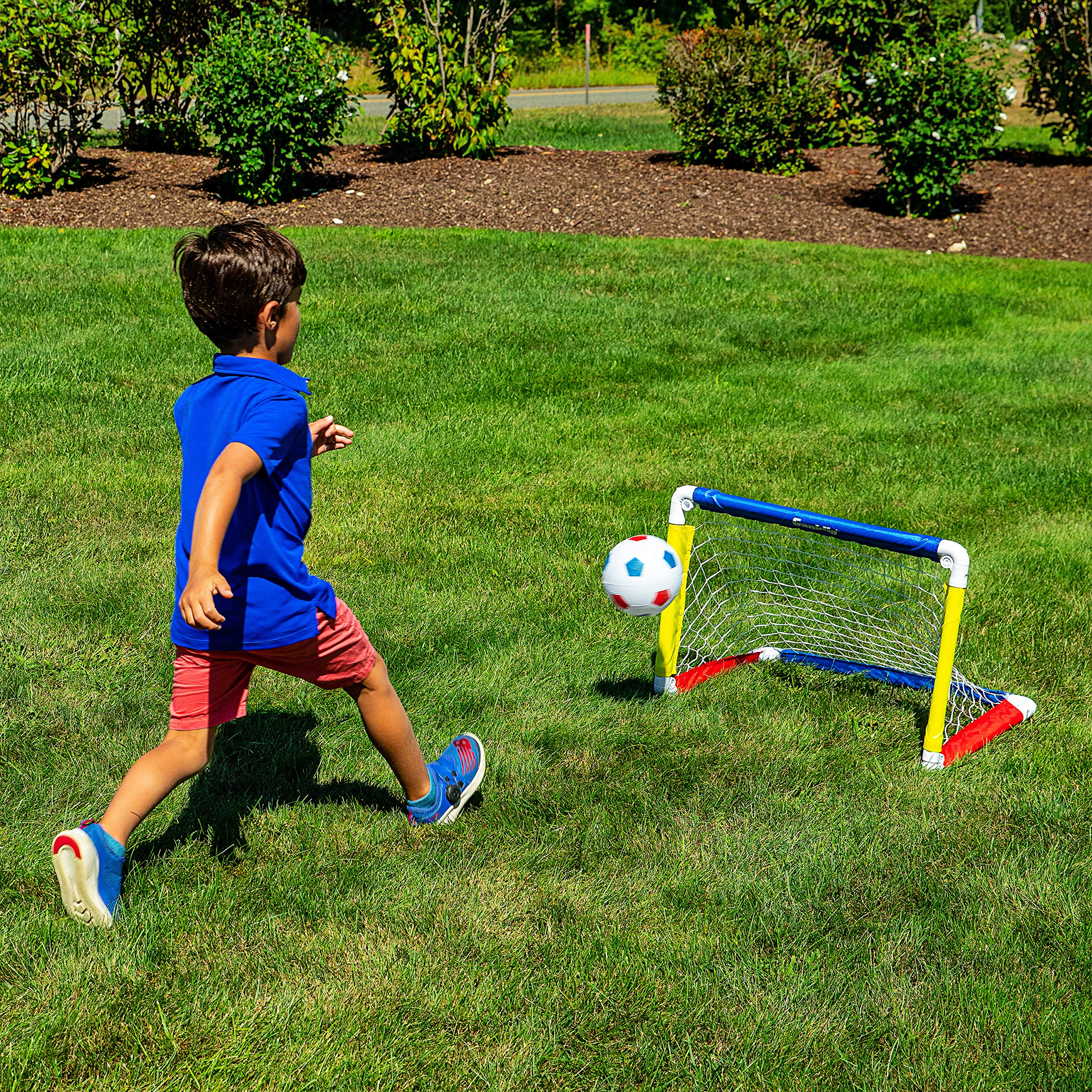 Franklin Sports Kids Mini Soccer Goal Sets - Backyard + Indoor Mini Net and Ball Set with Pump - Portable Folding Youth Soccer Goal Sets for Kids + Toddlers - 24" x 16"