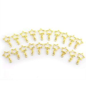 JCBIZ 20pcs Gold Star Design Spring Snap Keychain Clip Metal DIY Key Chains Accessories Creative Pentagram Hanging Buckle