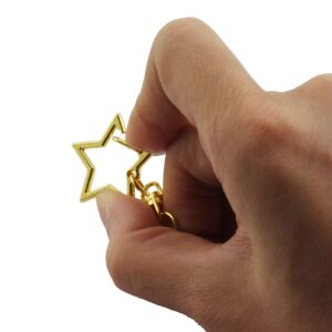 JCBIZ 20pcs Gold Star Design Spring Snap Keychain Clip Metal DIY Key Chains Accessories Creative Pentagram Hanging Buckle