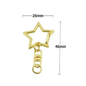 JCBIZ 20pcs Gold Star Design Spring Snap Keychain Clip Metal DIY Key Chains Accessories Creative Pentagram Hanging Buckle