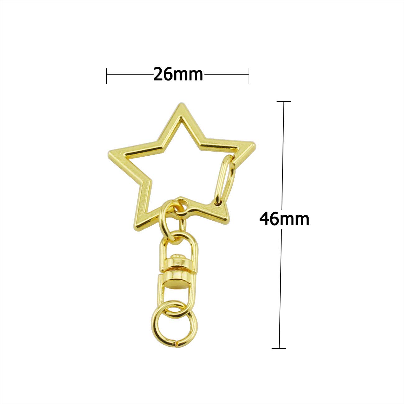 JCBIZ 20pcs Gold Star Design Spring Snap Keychain Clip Metal DIY Key Chains Accessories Creative Pentagram Hanging Buckle