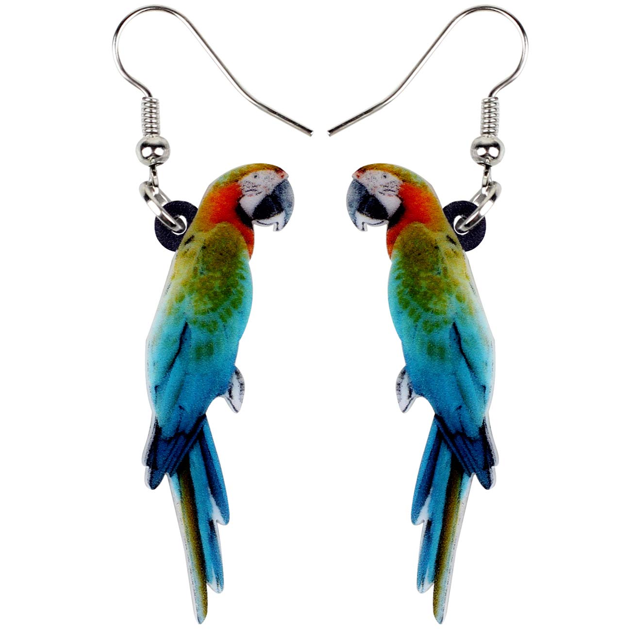 NEWEI Acrylic Macaw Parrot Earrings Dangle for Women Charm Hawaiian Jewelry Accessories (Multicolor)