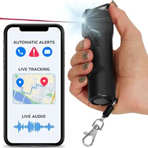 Plegium Smart Pepper Spray - The Original Smart Spray, Pair w/Smartphone for Location Sharing, Texts & Phone Alerts to Emergency Contacts, Military Grade Spray, Blinding LED Strobe Light, 130dB Siren