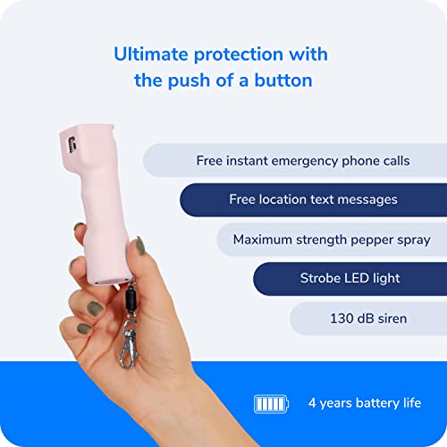 Plegium Smart Pepper Spray - The Original Smart Spray, Pair w/Smartphone for Location Sharing, Texts & Phone Alerts to Emergency Contacts, Military Grade Spray, Blinding LED Strobe Light, 130dB Siren