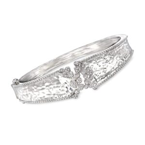 ross-simons 0.15 ct. t.w. diamond cluster bangle bracelet in sterling silver. 7 inches