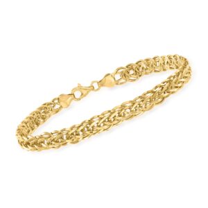 ross-simons 18kt yellow gold wheat-link bracelet. 7 inches