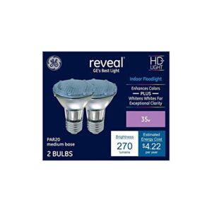 ge reveal 2-pack 35-watt dimmable color-enhancing par20 halogen appliance light bulbs