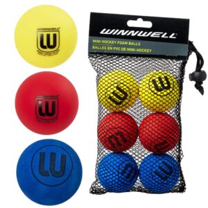 winnwell knee hockey ball 50mm 5g eva multicolour 6-pack (w/mesh bag)