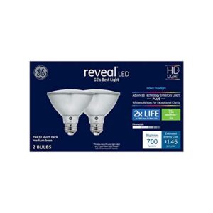 ge reveal 2-pack 75 w equivalent dimmable color-enhancing par30 shortneck led light fixture light bulbs