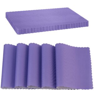 paper placemat disposable, purple place mats with scalloped edges, durable paper placemat for holiday wedding party supplies decor, 9.75 x 14 inches, pack of 50 - by sparksettings