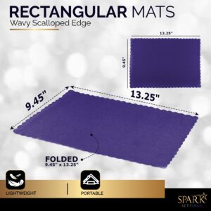 Paper Placemat Disposable, Purple Place Mats with Scalloped Edges, Durable Paper Placemat for Holiday Wedding Party Supplies Decor, 9.75 X 14 Inches, Pack of 50 - by SparkSettings