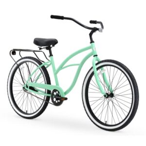 sixthreezero around the block women's beach cruiser bike, hybrid bicycle with rear rack