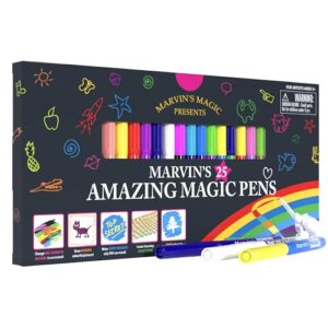 marvin's magic - original x 25 amazing magic marker pens - color changing magic pen art - create 3d lettering or write secret messages - includes 25 magic pens