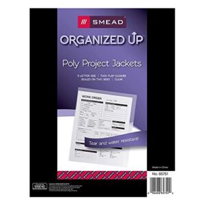 Smead Organized Up Poly Translucent Project File Jacket, Letter Size, Clear, 10 per Pack (85753)