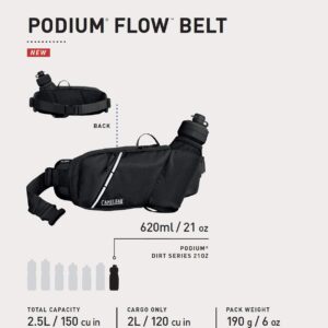 CamelBak Podium Flow Bike Hydration Belt - Easy Access Bottle Pocket - Podium Dirt Series Bottle - Adjustable Waist Buckle - Secure Zipper Pocket - Riding Belt - 21oz, Camelflage/Brown Seal