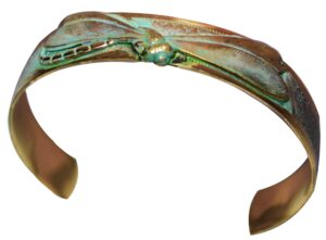 elaine coyne collectible artwear verdigris patina solid brass realistic dragonfly skinny cuff bracelet