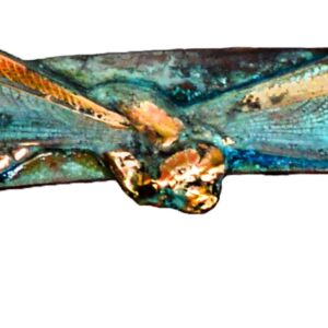 Elaine Coyne Collectible Artwear Verdigris Patina Solid Brass Realistic Dragonfly Skinny Cuff Bracelet