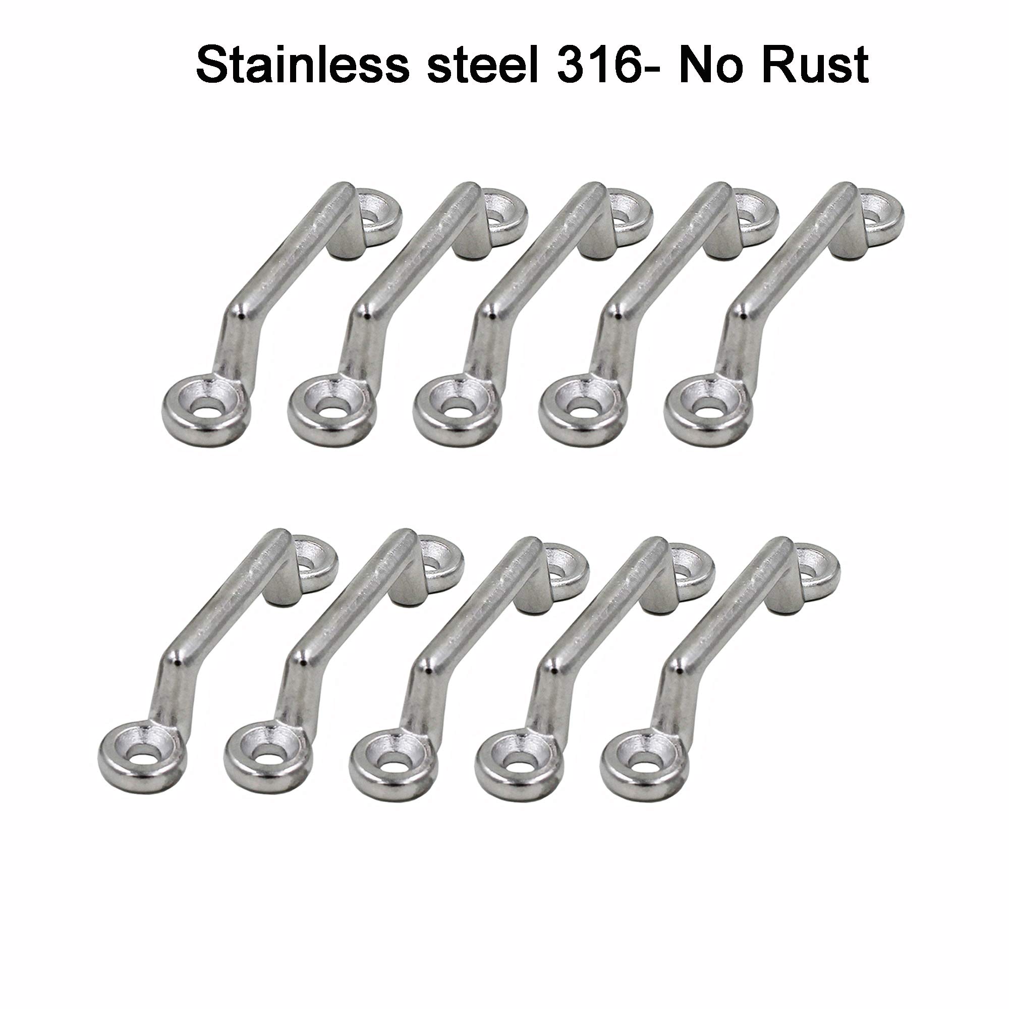 YYST Stainless Steel Bimini Pad Eye Bimini Footman's Loop Heavy Duty for Boat ,Kayak Tie Downs W Hardware-10/PK