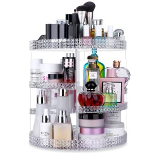 awenia makeup organizer 360-degree rotating, adjustable bathroom storage,7 layers large capacity countertop organizer, fits different types of cosmetics and skincare, plus size(acrylic clear)