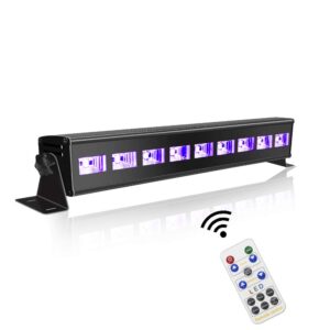 60 ft-remote uv black light for parties, jlpow super bright 27w dimmable sound activated black lights, dmx control 9 led uv bar blacklight,best for glow dance party birthday wedding dj stage lighting