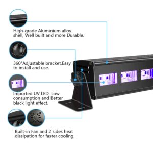 60 ft-Remote UV Black Light for Parties, JLPOW Super Bright 27W Dimmable Sound Activated Black Lights, DMX Control 9 LED UV Bar Blacklight,Best for Glow Dance Party Birthday Wedding DJ Stage Lighting