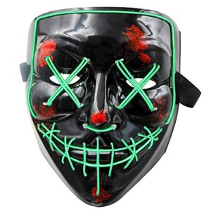 qhome led light up purge mask for festival cosplay halloween costume green