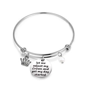 wusuaned princess queen bracelet inspirational bracelet gift let me adjust my crown and get my day started inspirational gift (let me adjust my crown)