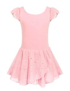 arshiner girls ruffle sleeve ballet dance dress tutu skirted leotard, 4-5 years, ballet pink